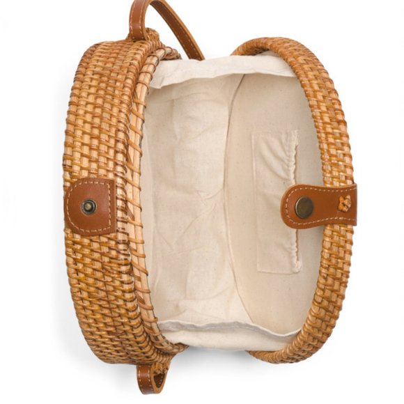 Bags | Nwt Oval Rattan Crossbody Bag | Poshmark